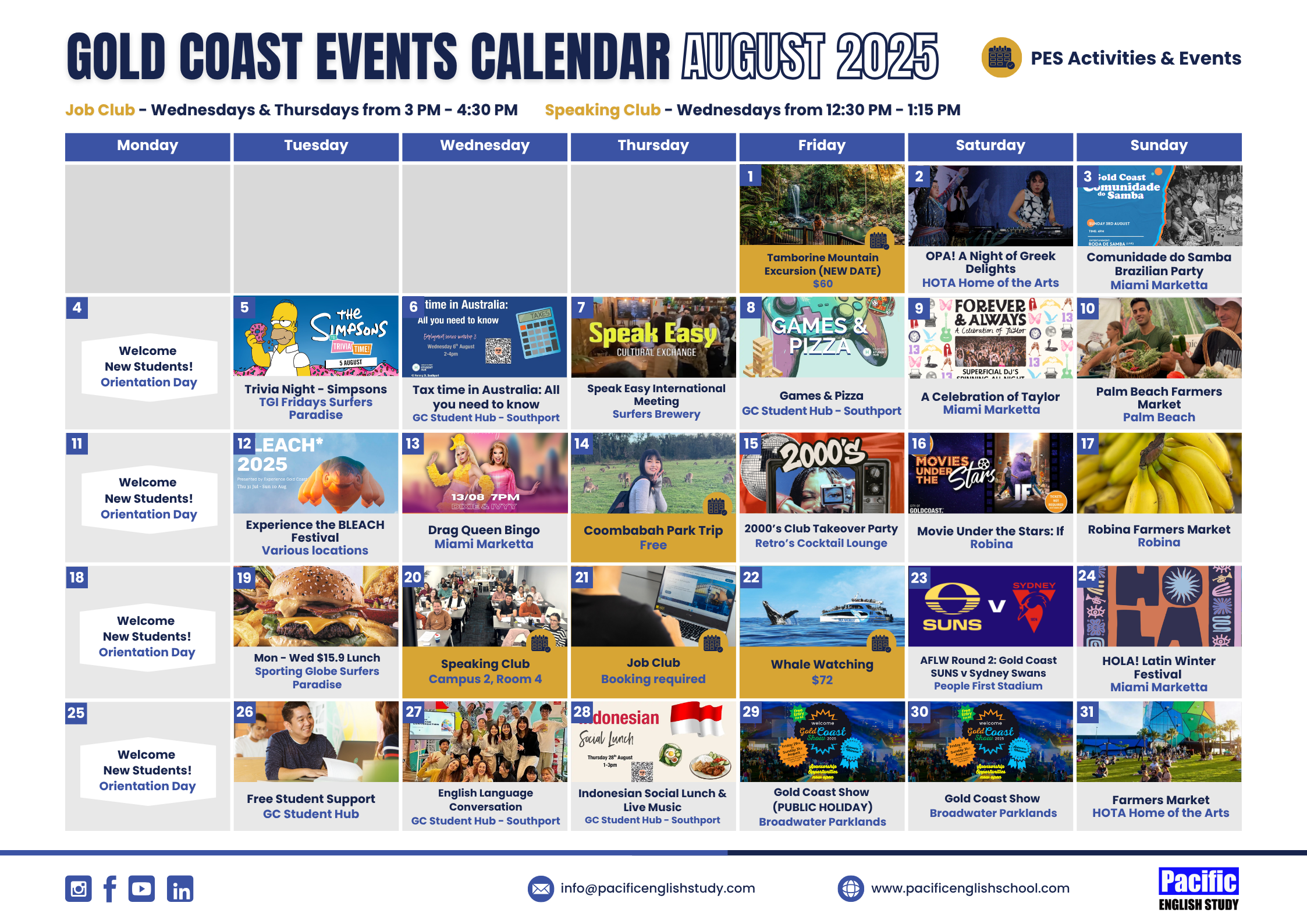 Events and Student Activities at Pacific English Study